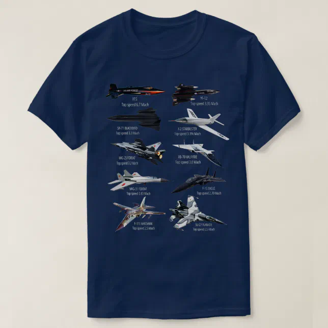 Military's Fastest Jet Fighters Aircraft Plane of T-Shirt | Zazzle