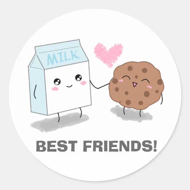 Milk and Cookie Best Friends Stickers | Zazzle