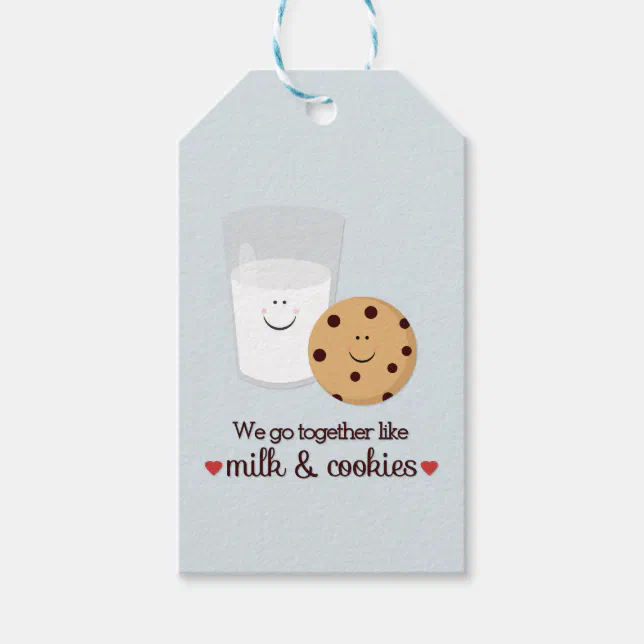 Milk and Cookie Valentine's Day Hanging Gift Tag | Zazzle