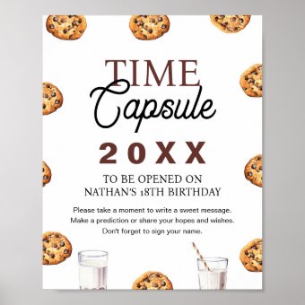 Milk and Cookies 1st Birthday Time Capsule Poster | Zazzle