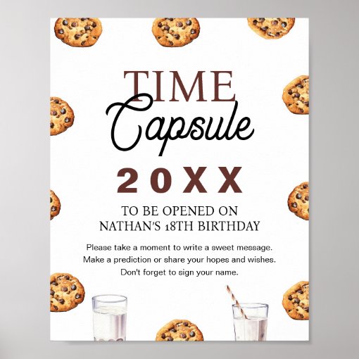 Milk and Cookies 1st Birthday Time Capsule Poster | Zazzle