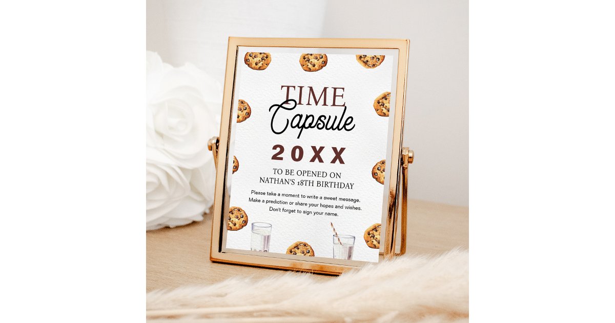 Milk and Cookies 1st Birthday Time Capsule Poster | Zazzle