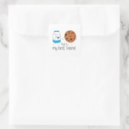 Milk and Cookies Best Friends BFF Friendship Art Square Sticker | Zazzle