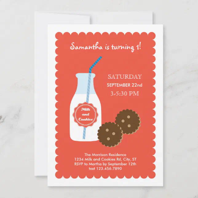 Milk and Cookies Birthday Invitation | Zazzle