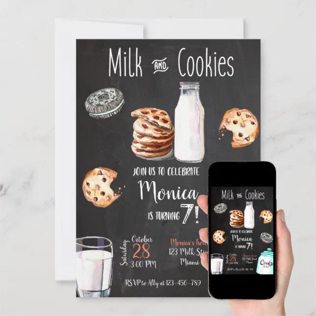 Milk and Cookies Birthday Invitation | Zazzle