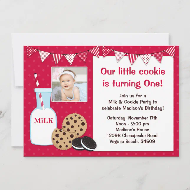 Milk and Cookies Birthday Party Invitation | Zazzle