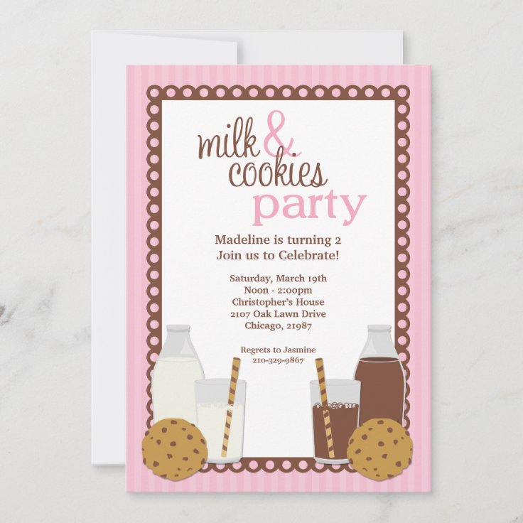 Milk and Cookies Birthday Party Invitation | Zazzle