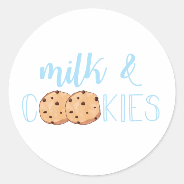 Milk and Cookies blue Birthday Party Classic Round Sticker | Zazzle