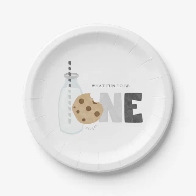 Milk and cookies first birthday party paper plates | Zazzle