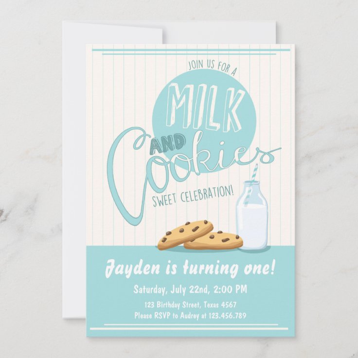 Milk and Cookies Invitation Birthday Party Invite | Zazzle