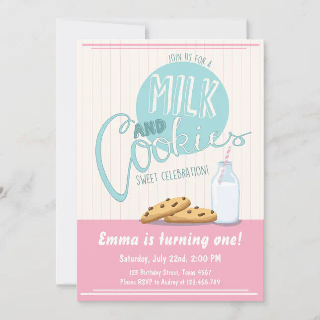 Milk and Cookies Invitation Birthday Party Invite | Zazzle