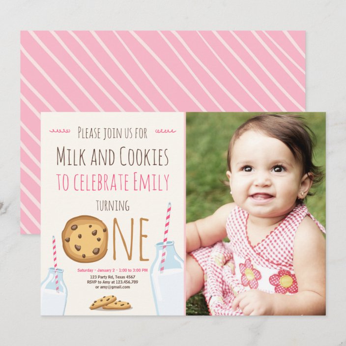 Milk and Cookies Party invitation Girl Birthday | Zazzle.com