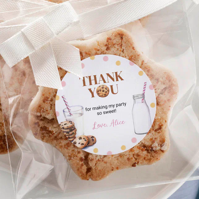 Milk And Cookies Sticker Labels Birthday Party | Zazzle