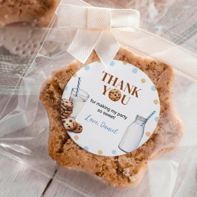 Milk And Cookies Sticker Labels Birthday Party | Zazzle