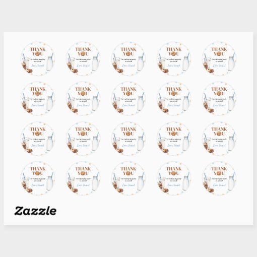 Milk And Cookies Sticker Labels Birthday Party | Zazzle