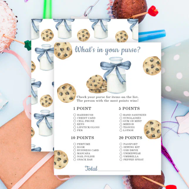 Milk baby shower What's in your purse game | Zazzle