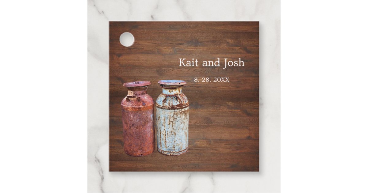 Milk Cans Country Wedding Rustic Old Farm Budget Favor Tags | Zazzle