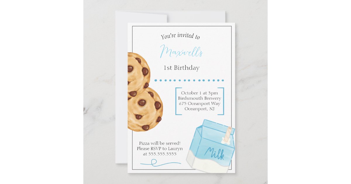 Milk & Cookie Birthday Invitation | Zazzle