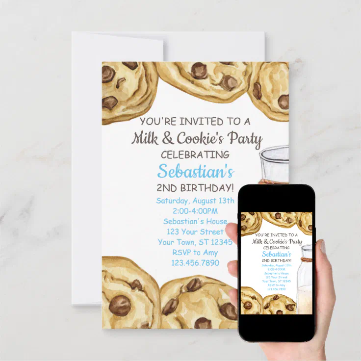 Milk & Cookie's Party Birthday Invitation | Zazzle