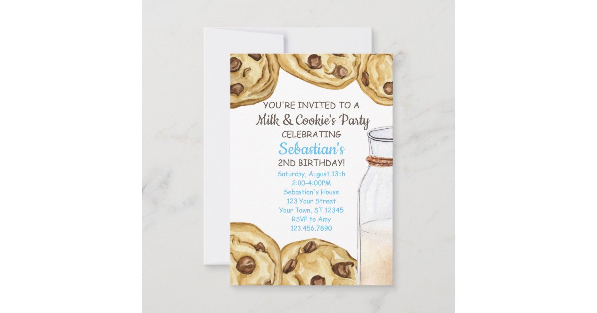 Milk & Cookie's Party Birthday Invitation | Zazzle