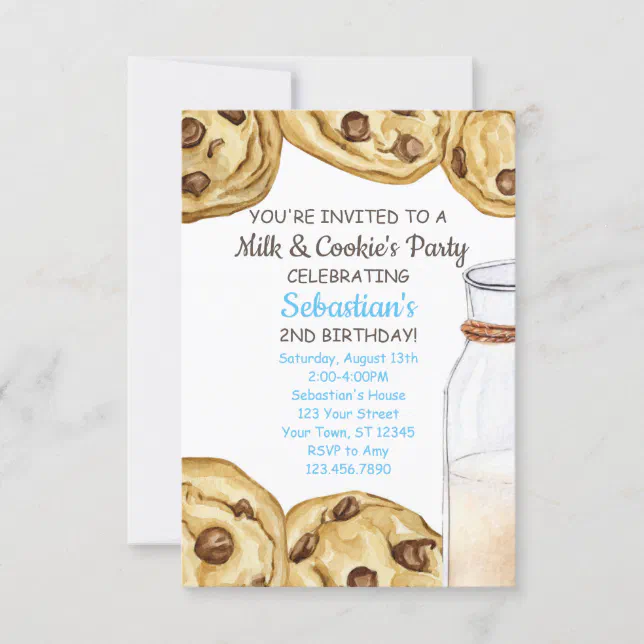 Milk & Cookie's Party Birthday Invitation | Zazzle