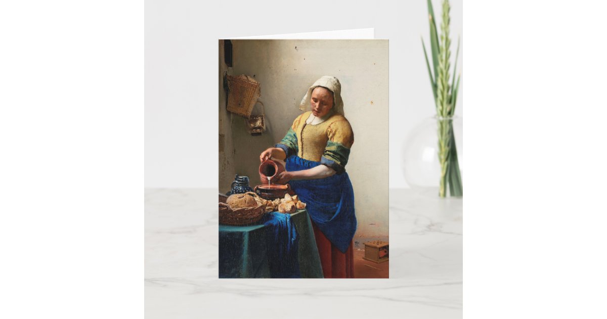 Milkmaid Kitchen Maid by Johannes Vermeer Card | Zazzle