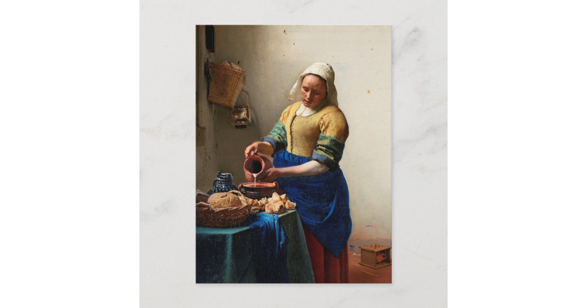 Milkmaid Kitchen Maid by Johannes Vermeer Postcard | Zazzle