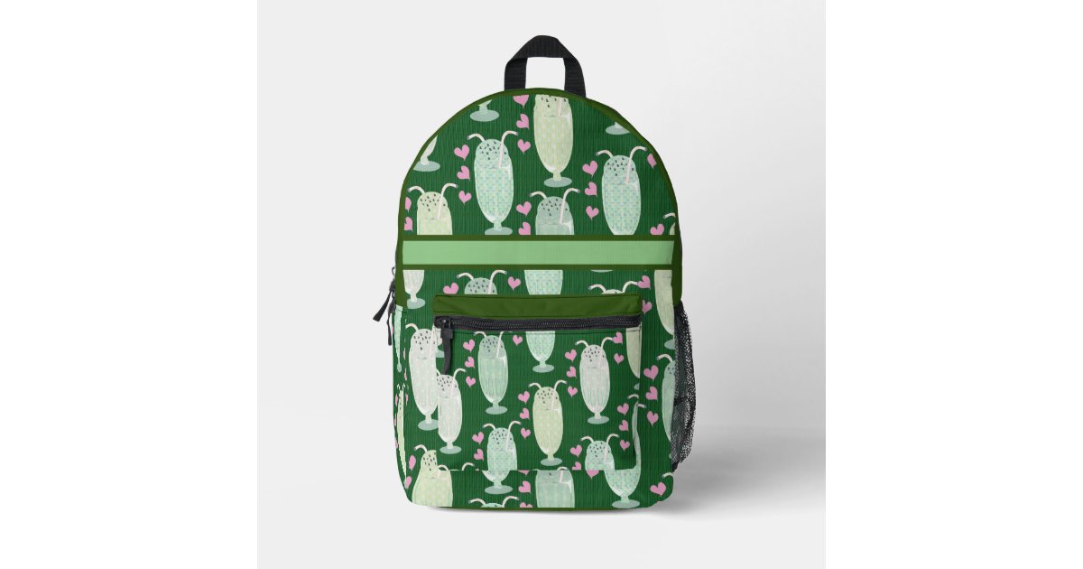 Milkshake Fun Mint Cartoon Retro Pattern Cute Fun Printed Backpack | Zazzle