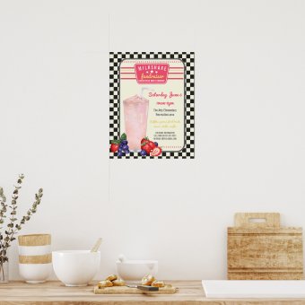 milkshake fundraiser diner menu Flyer poster | Zazzle