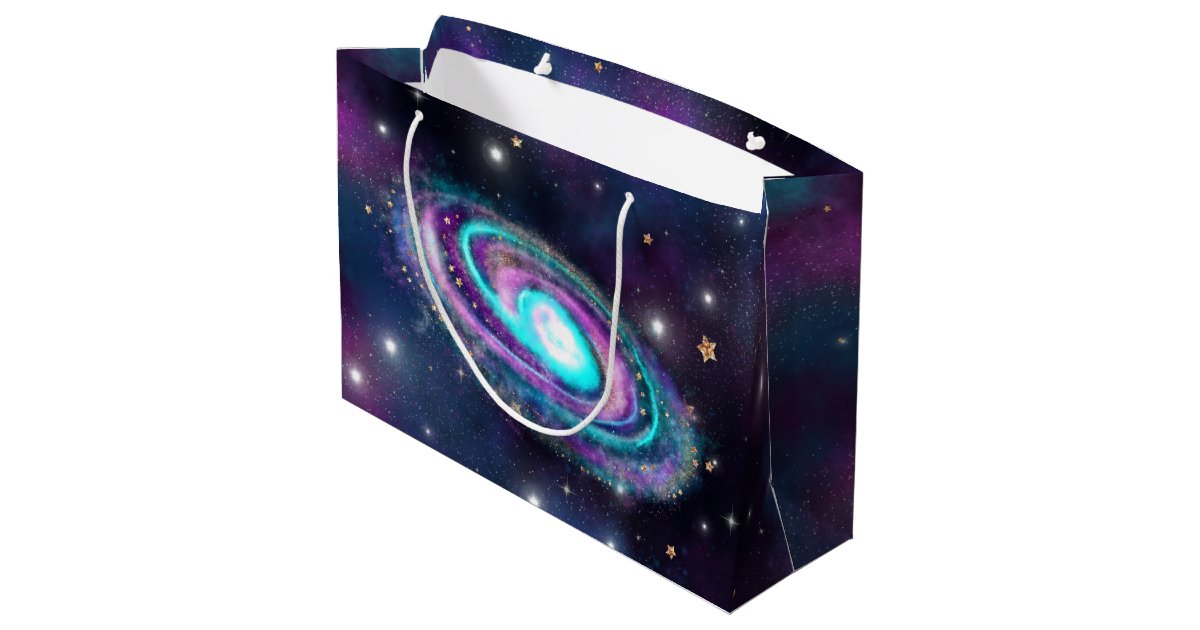 Milky Way Galaxy | Cosmic Blue Purple Pink Glow Large Gift Bag | Zazzle