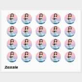 Milla the Mermaid illustration Classic Round Sticker | Zazzle