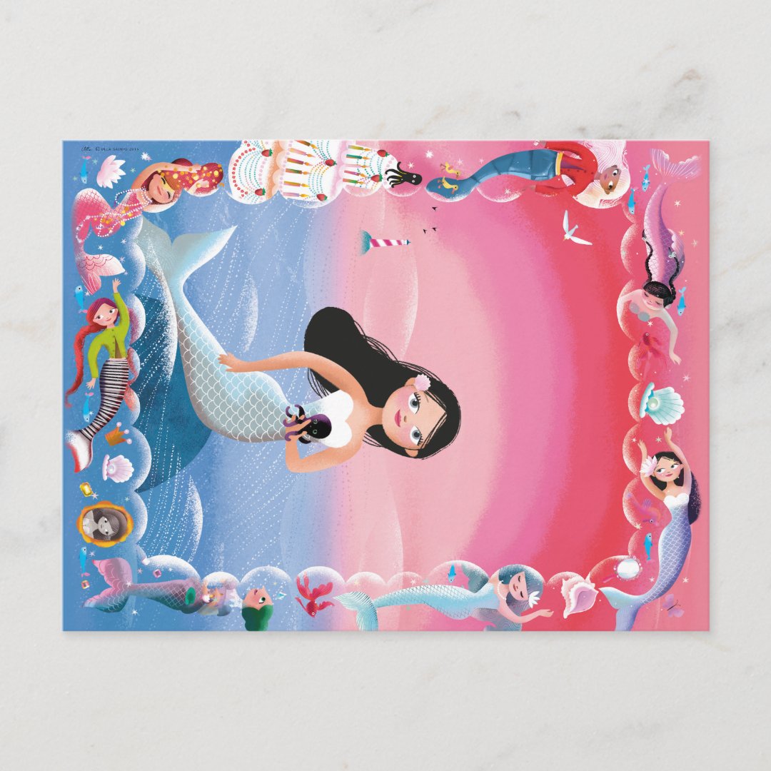 Milla the Mermaid illustration Postcard | Zazzle