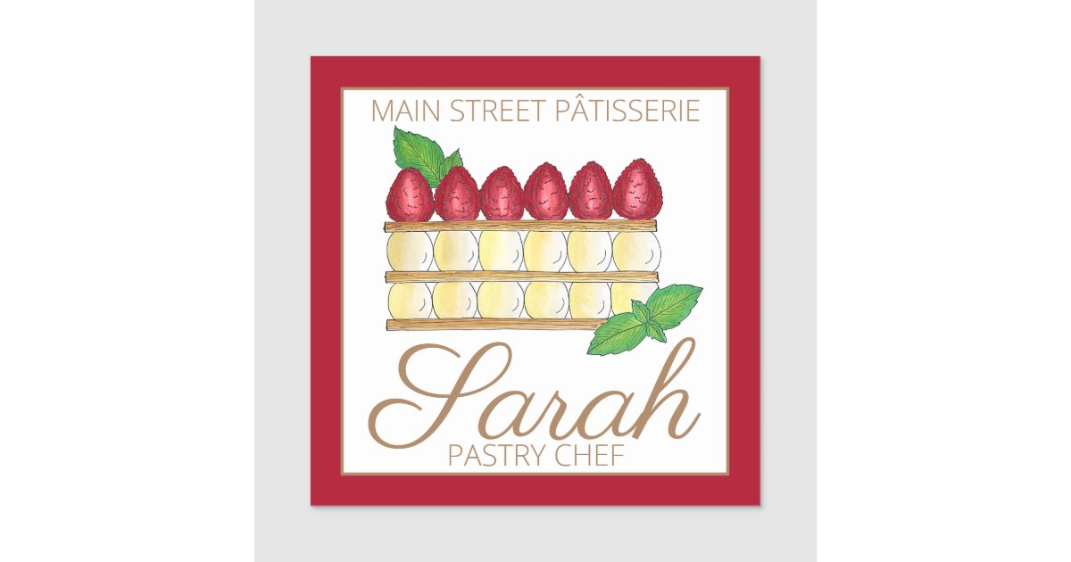 Mille Feuille French Pastry Chef Bakery Patisserie Name Tag | Zazzle