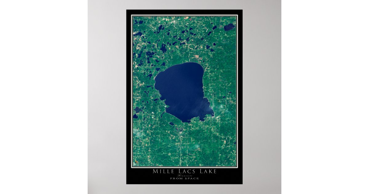 Mille Lacs Lake Minnesota Satellite Poster Map | Zazzle