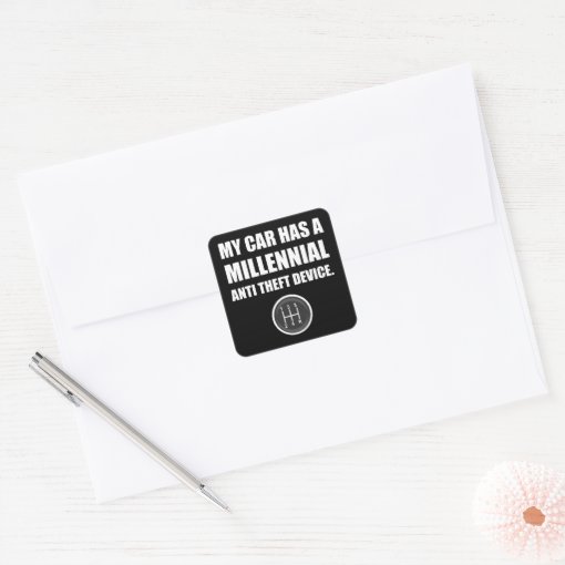 Millennial Anti Theft Car Stick Shift Funny Square Sticker | Zazzle