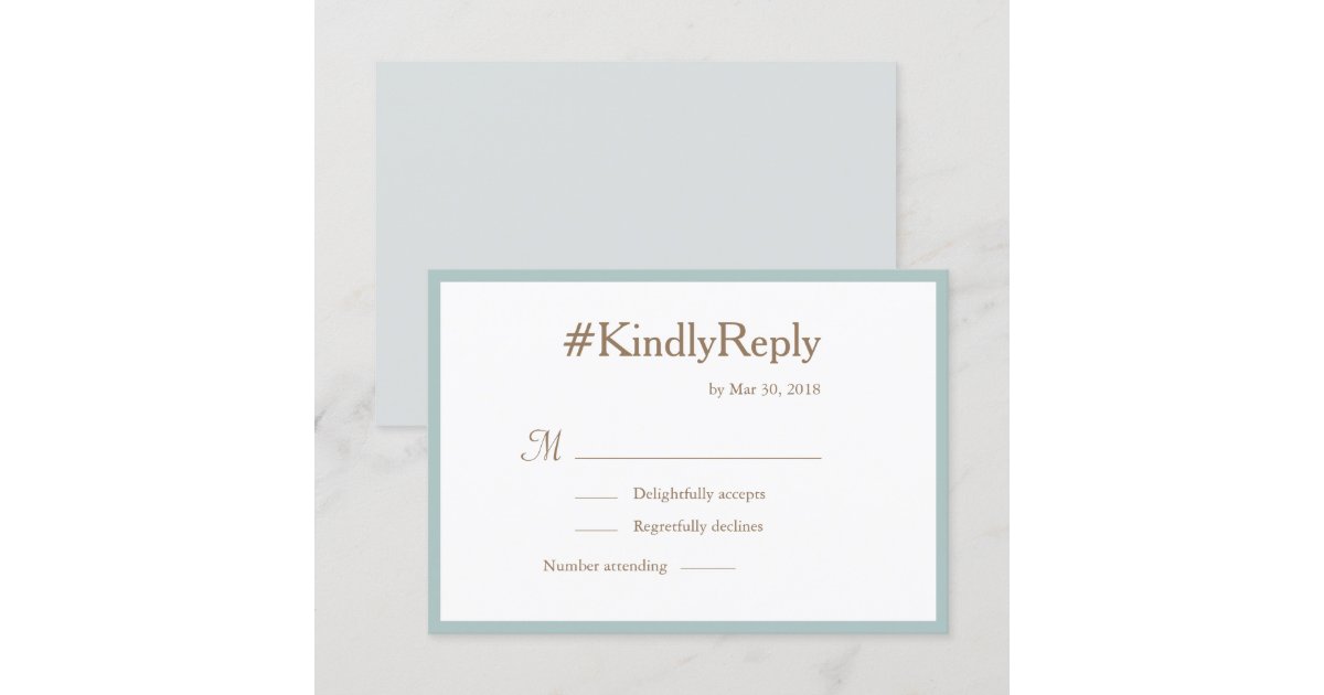 Millennial Hashtag Mint Gold White Wedding RSVP Invitation | Zazzle