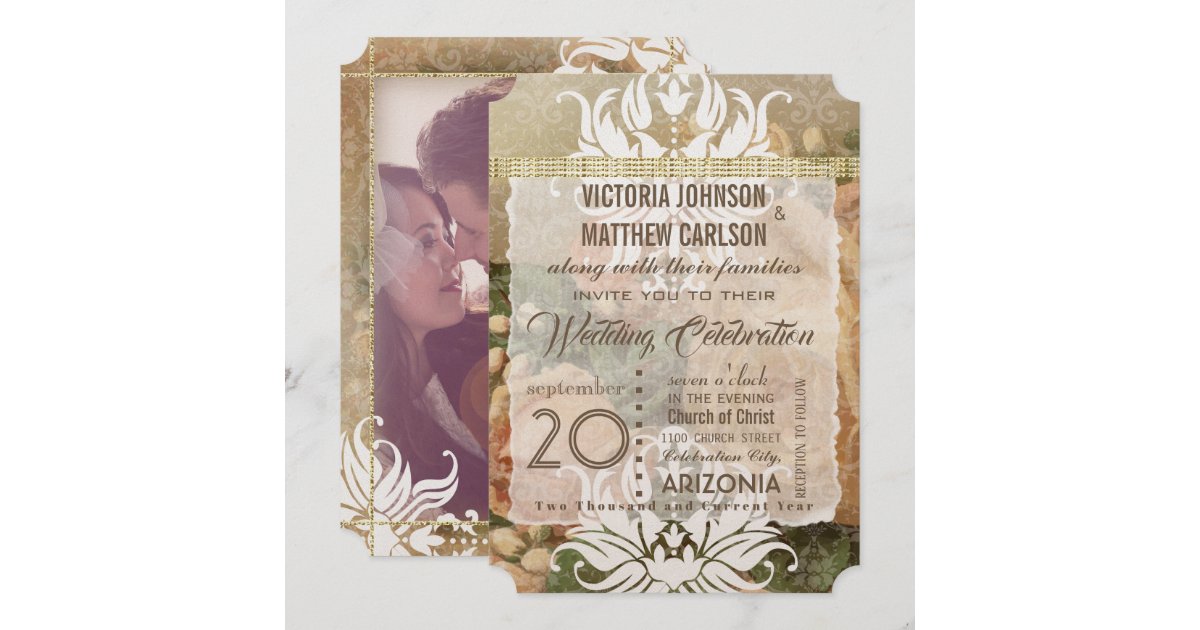 Millennial Pink Rose Gold Photo Wedding Invitation | Zazzle