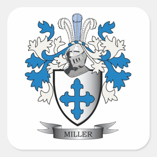 Miller Family Crest Coat of Arms Square Sticker | Zazzle.com
