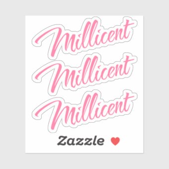 Millicent name pink decorative cursive x3 sticker | Zazzle