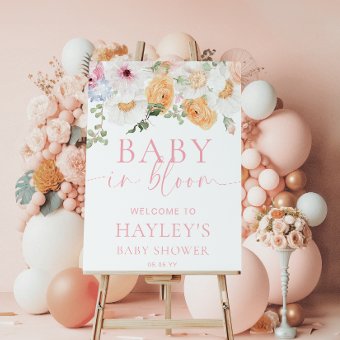 Millie Floral Baby In Bloom Shower Welcome Sign | Zazzle