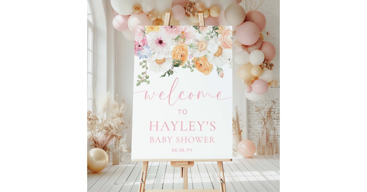 Millie Floral Baby Shower Welcome Sign | Zazzle