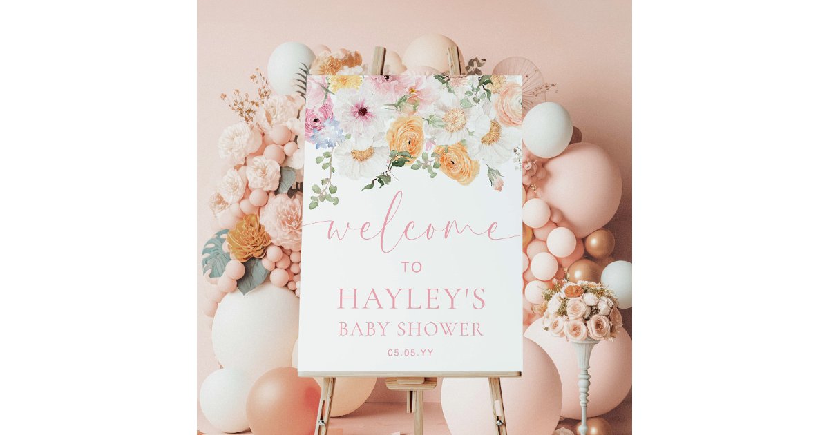 Millie Floral Baby Shower Welcome Sign | Zazzle