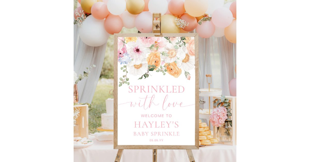 Millie Floral Baby Sprinkle Welcome Sign | Zazzle
