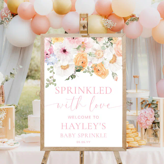Millie Floral Baby Sprinkle Welcome Sign | Zazzle