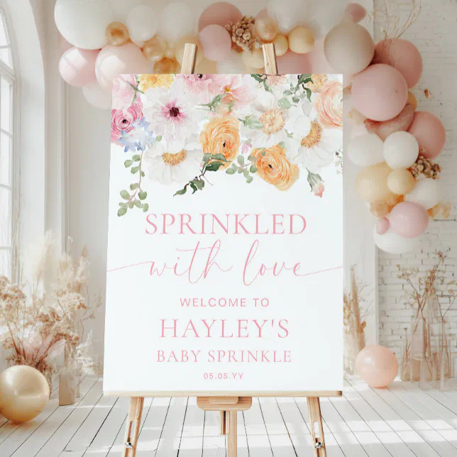 Millie Floral Baby Sprinkle Welcome Sign | Zazzle