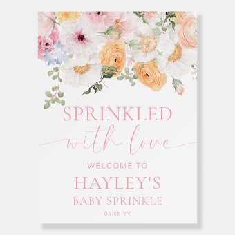 Millie Floral Baby Sprinkle Welcome Sign | Zazzle