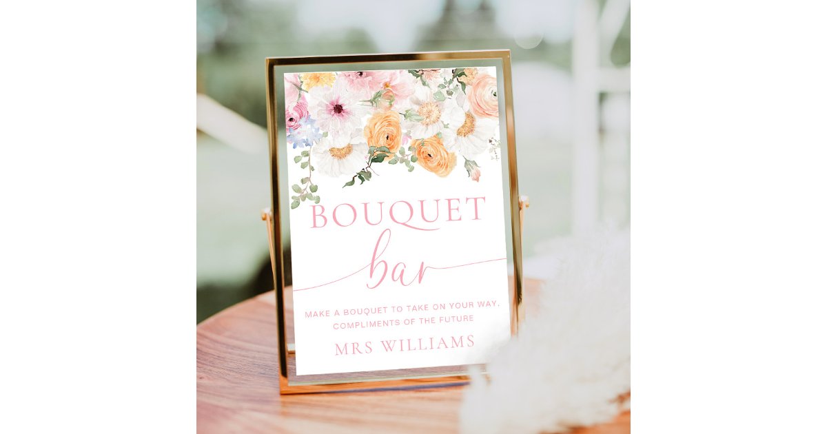 Millie Floral Bouquet Bar Sign | Zazzle