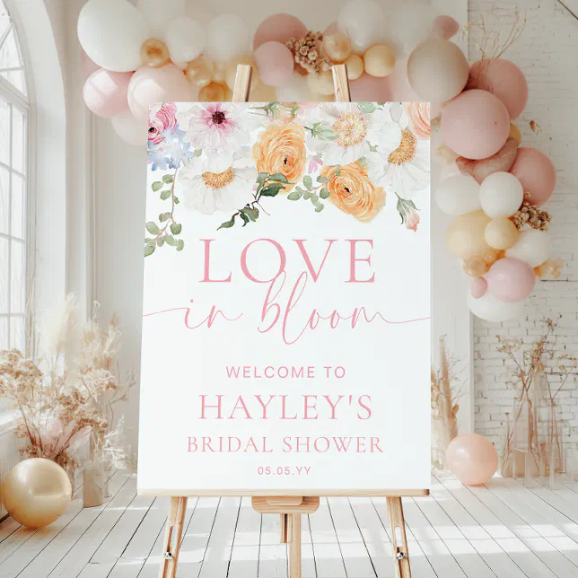 Millie Floral Love In Bloom Bridal Shower Welcome Foam Board | Zazzle
