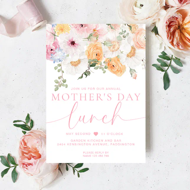 Millie Floral Mother's Day Lunch Invitation | Zazzle