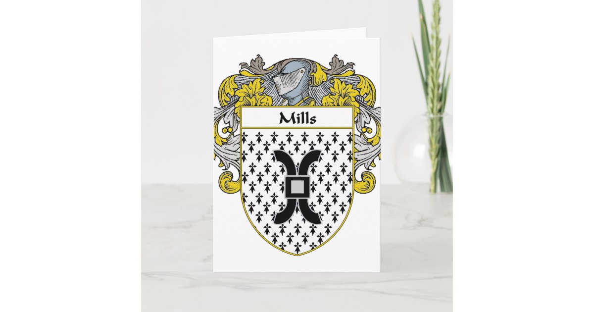Mills Coat of Arms (Mantled) Holiday Card | Zazzle